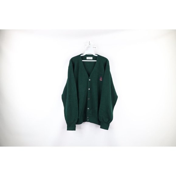 Izod | Sweaters | Vintage 9s Izod Mens Large Spell Out Knit Button Cardigan Sweater Green Usa ...